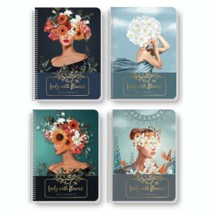 【Тетрадка Black&White - Lady with flowers, A4, 60 листа - асортимент】 • Цена | Ciela.com
